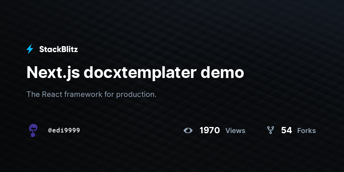 Next.js docxtemplater demo - StackBlitz