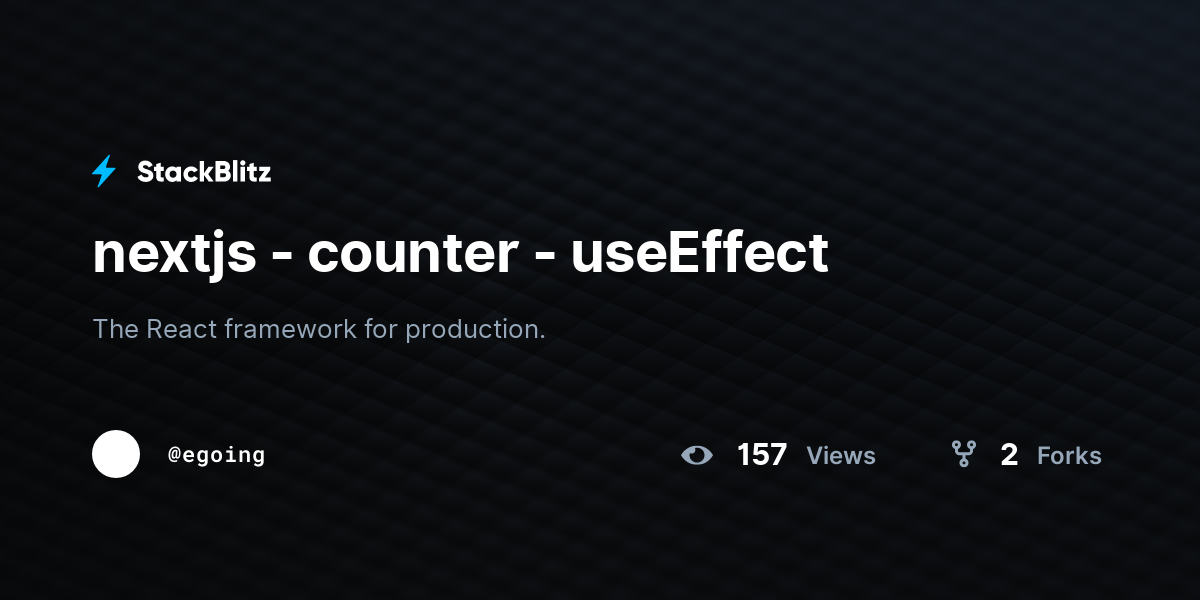 nextjs - counter - useEffect - StackBlitz