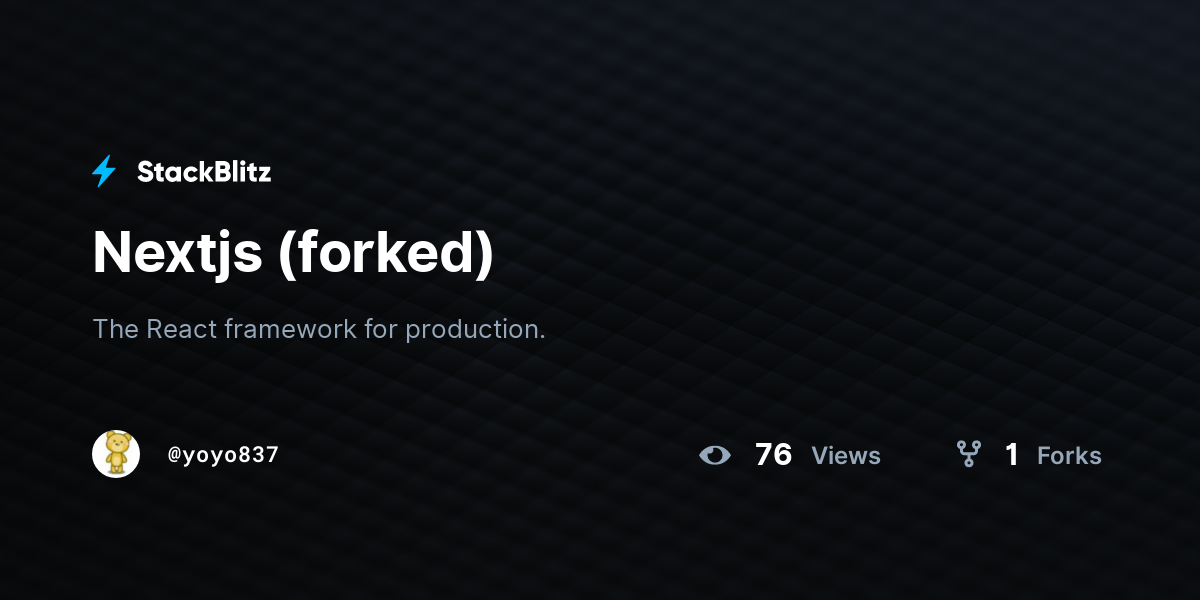 Nextjs (forked) - StackBlitz