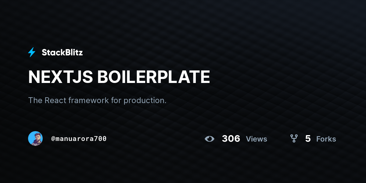 NEXTJS BOILERPLATE - StackBlitz