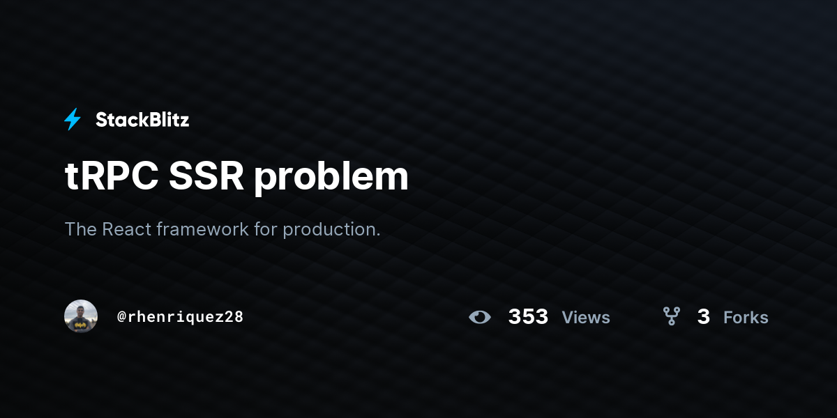 tRPC SSR problem - StackBlitz