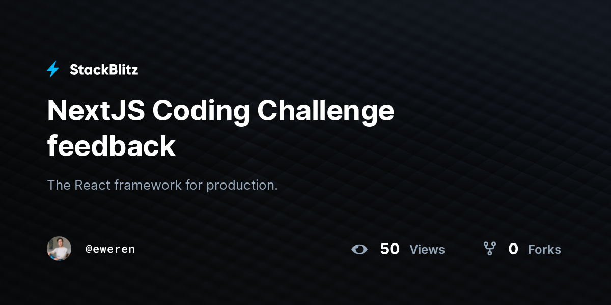 NextJS Coding Challenge feedback - StackBlitz