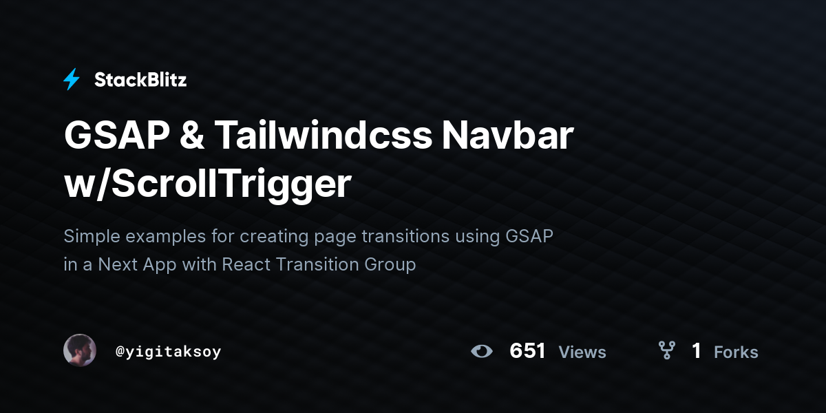 GSAP & Tailwindcss Navbar w/ScrollTrigger - StackBlitz GSAP & Tailwindcss Navbar w/ScrollTrigger - StackBlitz