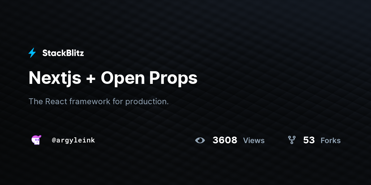 Nextjs Open Props Stackblitz
