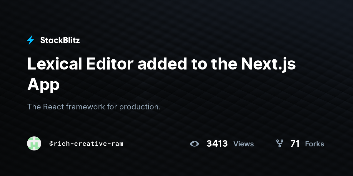 Lexical Editor added to the Next.js App - StackBlitz