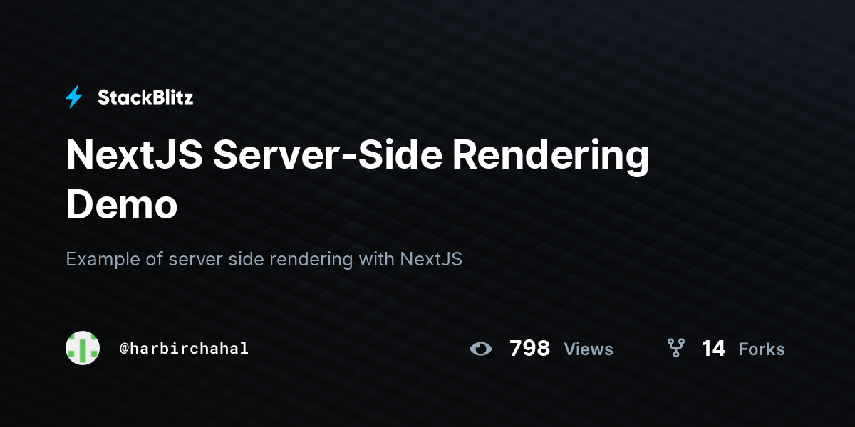 NextJS Server-Side Rendering Demo - StackBlitz