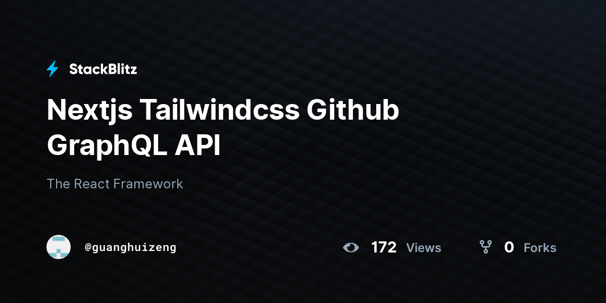 Nextjs Tailwindcss Github GraphQL API - StackBlitz