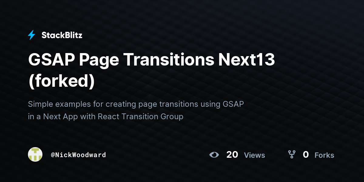 GSAP Page Transitions Next13 (forked) - StackBlitz