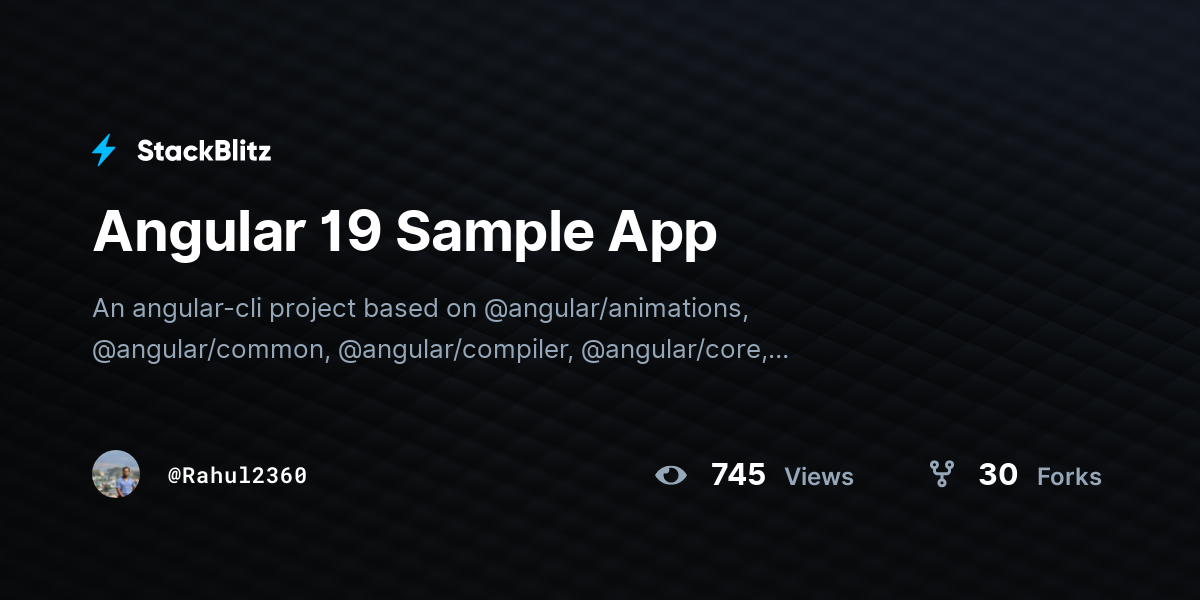 Angular 19 Sample App - StackBlitz