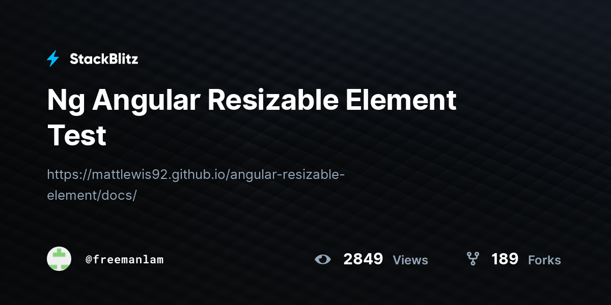 Ng Angular Resizable Element Test - StackBlitz