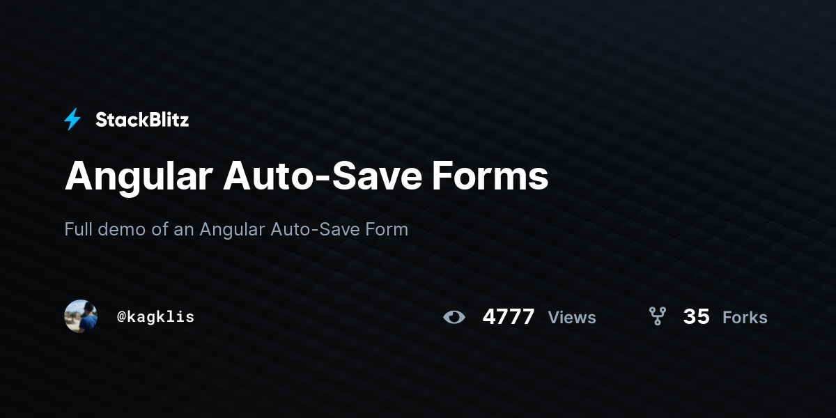 Angular Auto-Save Forms - StackBlitz