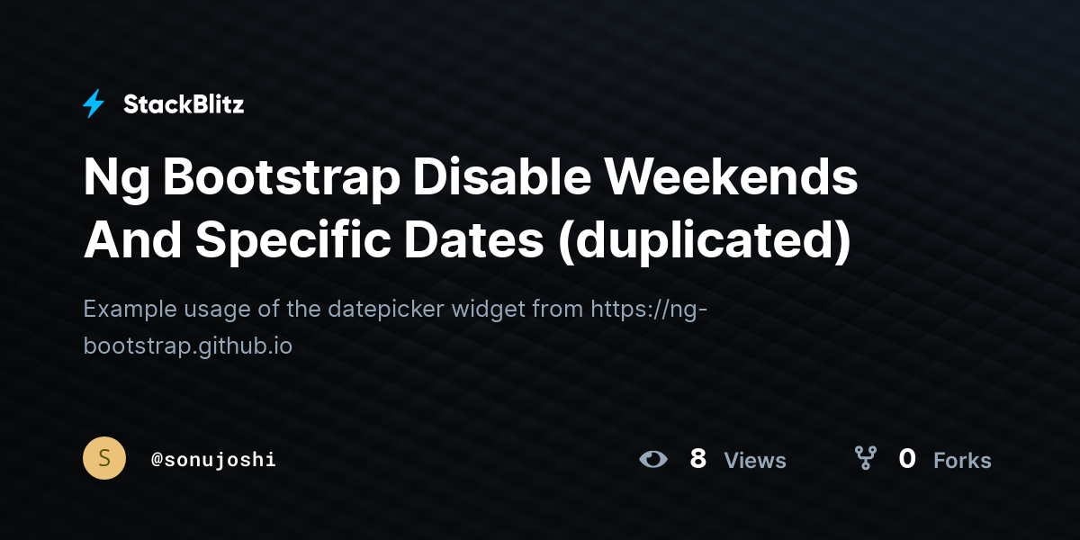Ng Bootstrap Disable Weekends And Specific Dates Duplicated Stackblitz