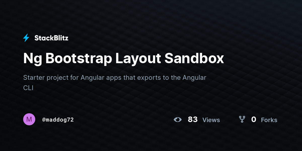 Ng Bootstrap Layout Sandbox - StackBlitz