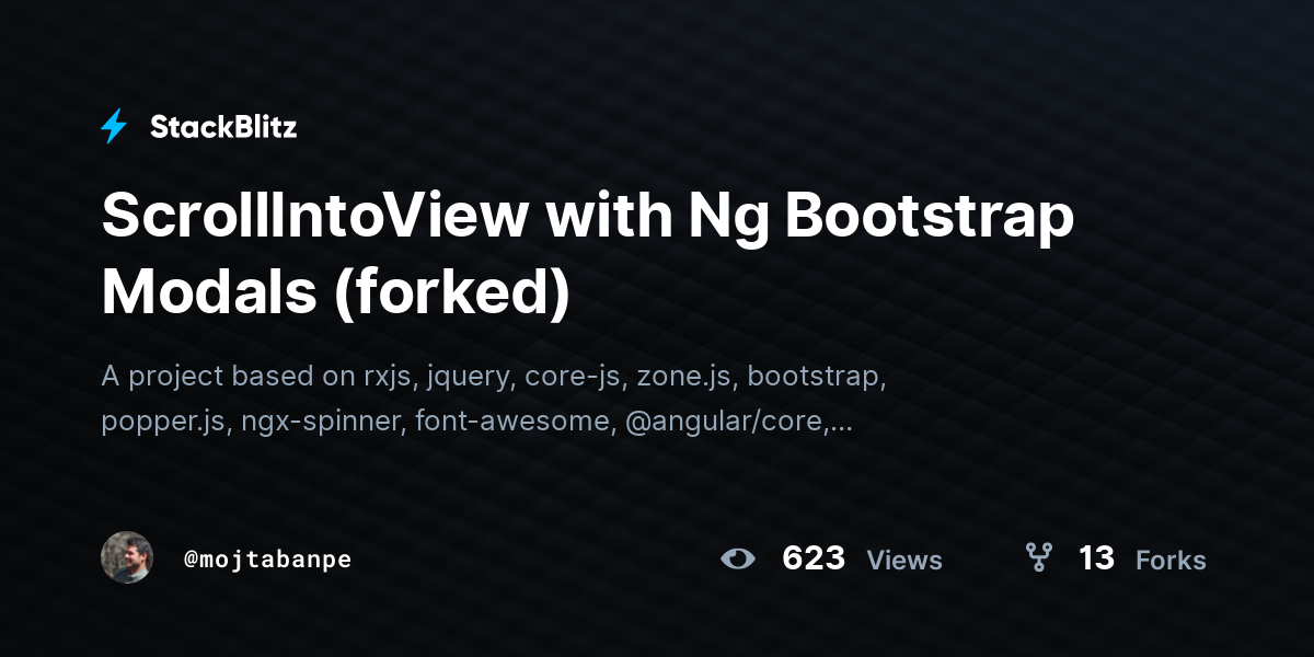 ScrollIntoView with Ng Bootstrap Modals (forked) - StackBlitz
