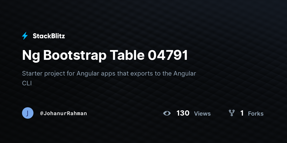 Ng Bootstrap Table 04791 - StackBlitz Ng Bootstrap Table 04791 - StackBlitz