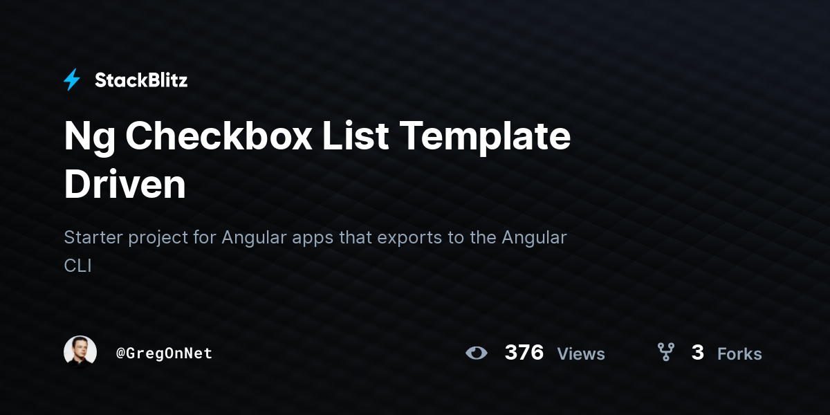 Ng Checkbox List Template Driven - StackBlitz