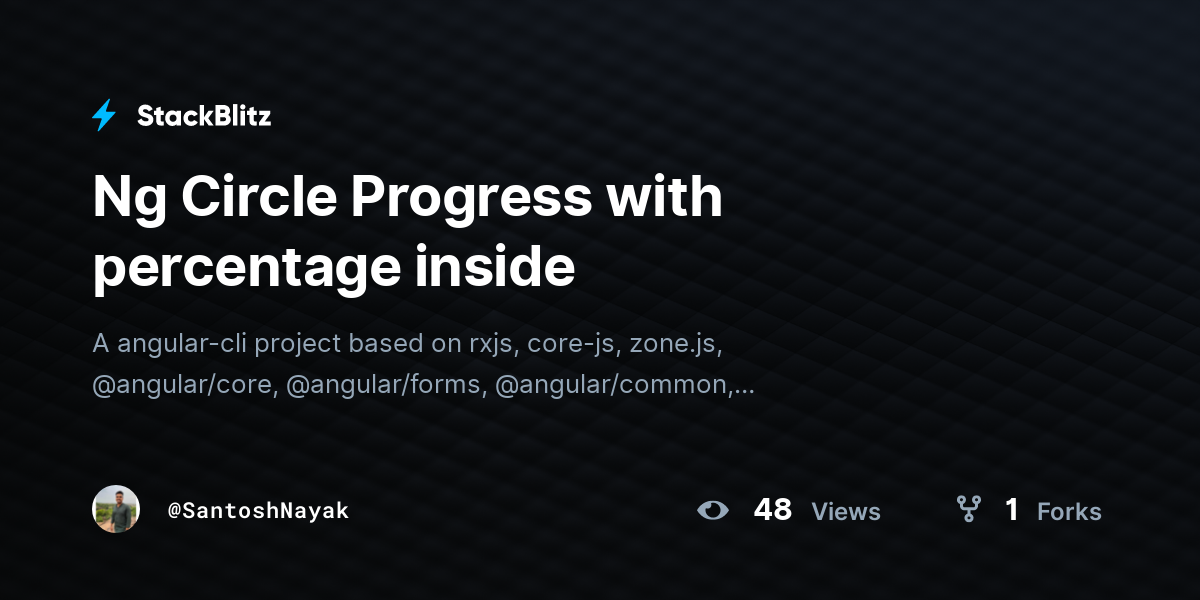 Ng Circle Progress with percentage inside - StackBlitz Ng Circle Progress with percentage inside - StackBlitz