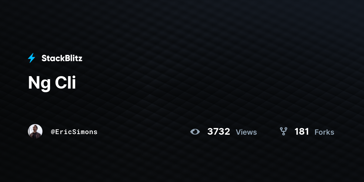 Ng Cli - StackBlitz
