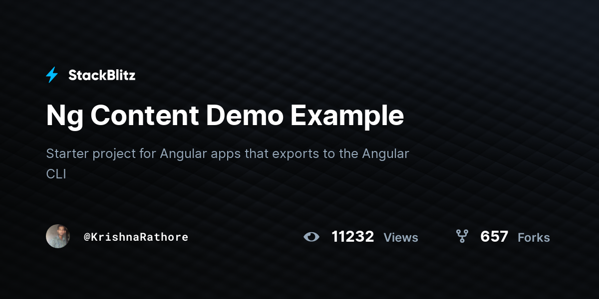 Ng Content Demo Example - StackBlitz