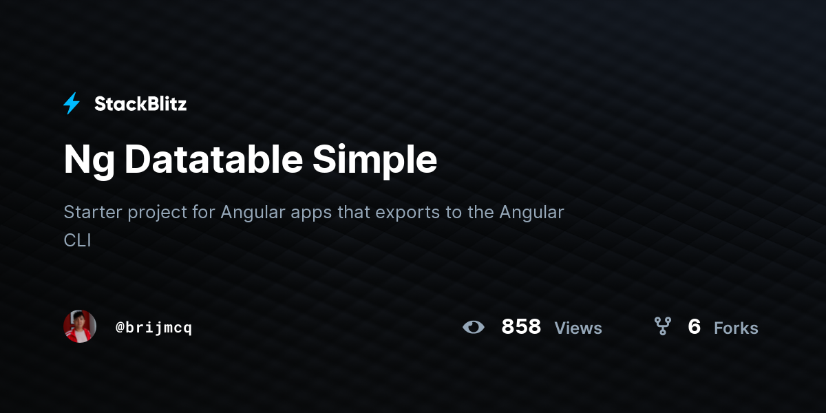 Ng Datatable Simple - StackBlitz