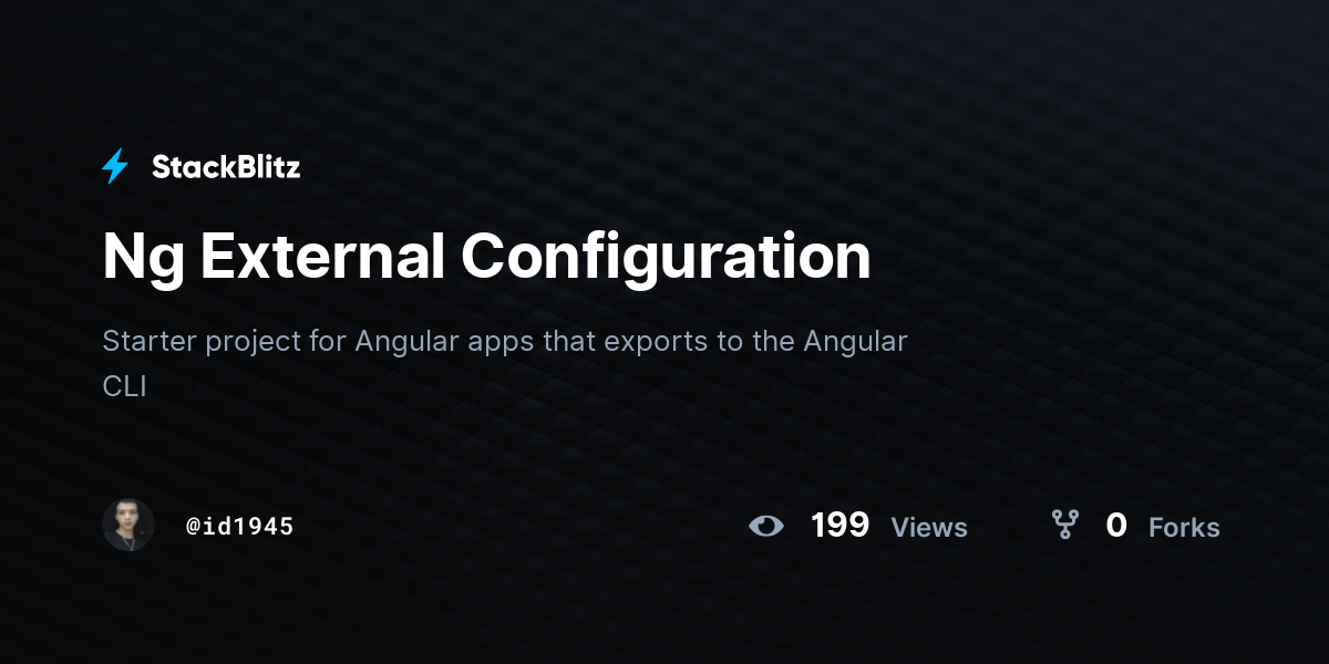 Ng External Configuration - StackBlitz Ng External Configuration - StackBlitz
