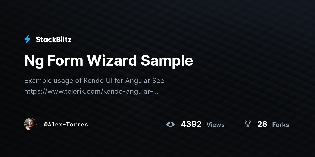 Ng Form Wizard Sample - StackBlitz