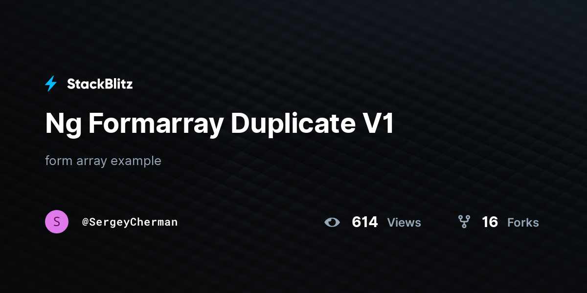 Ng Formarray Duplicate V1 - StackBlitz