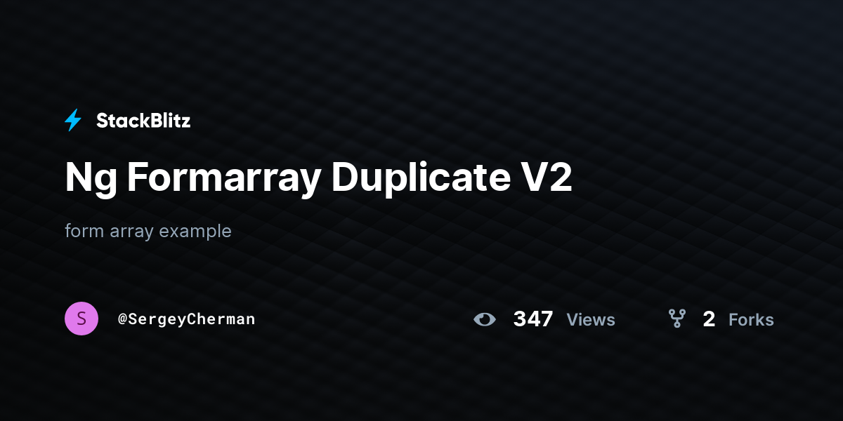 Ng Formarray Duplicate V2 - StackBlitz