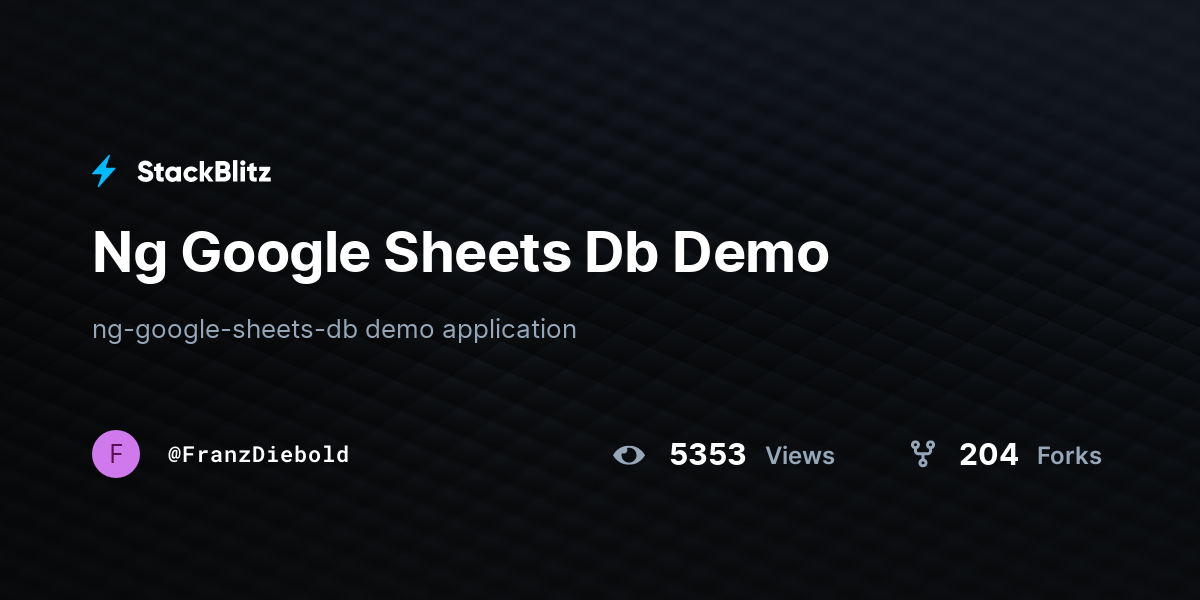 Ng Google Sheets Db Demo - StackBlitz Ng Google Sheets Db Demo - StackBlitz