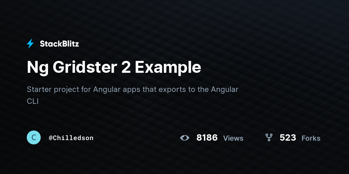 Ng Gridster 2 Example - StackBlitz