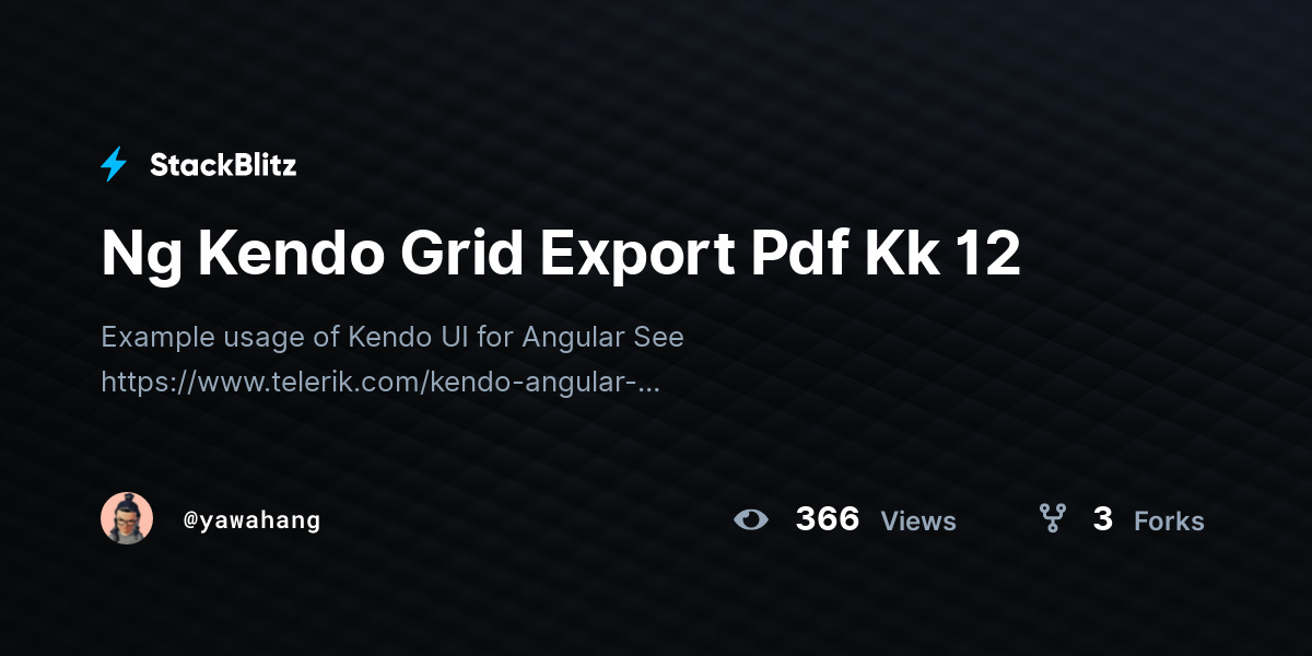 Ng Kendo Grid Export Pdf Kk 12 - StackBlitz