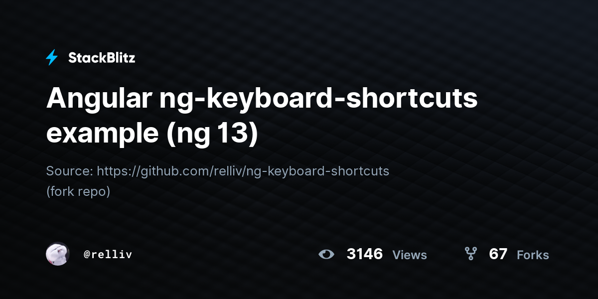 Angular ng-keyboard-shortcuts example (ng 13) - StackBlitz