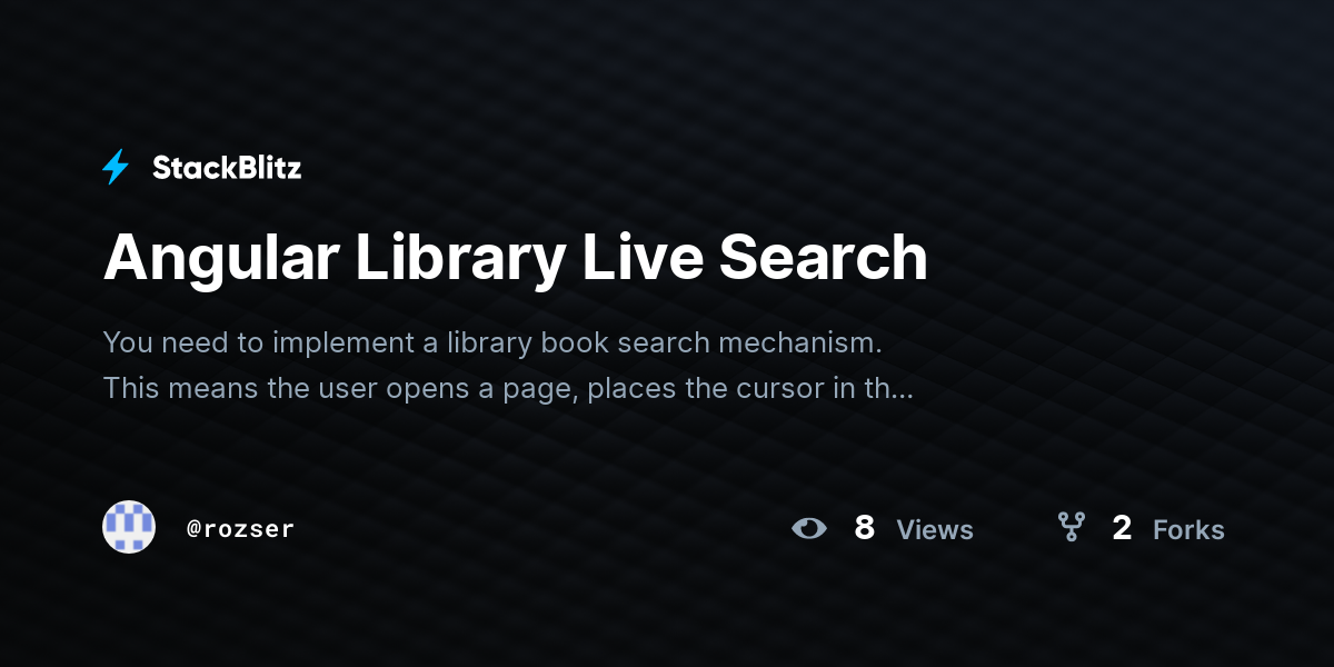 Angular Library Live Search - StackBlitz