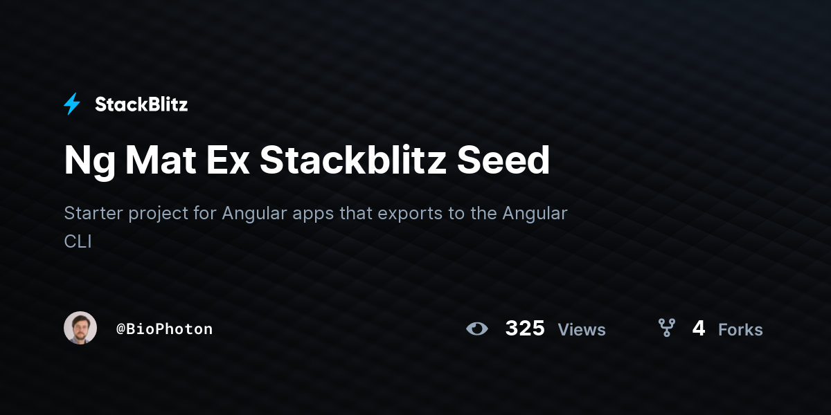 Ng Mat Ex Stackblitz Seed - StackBlitz