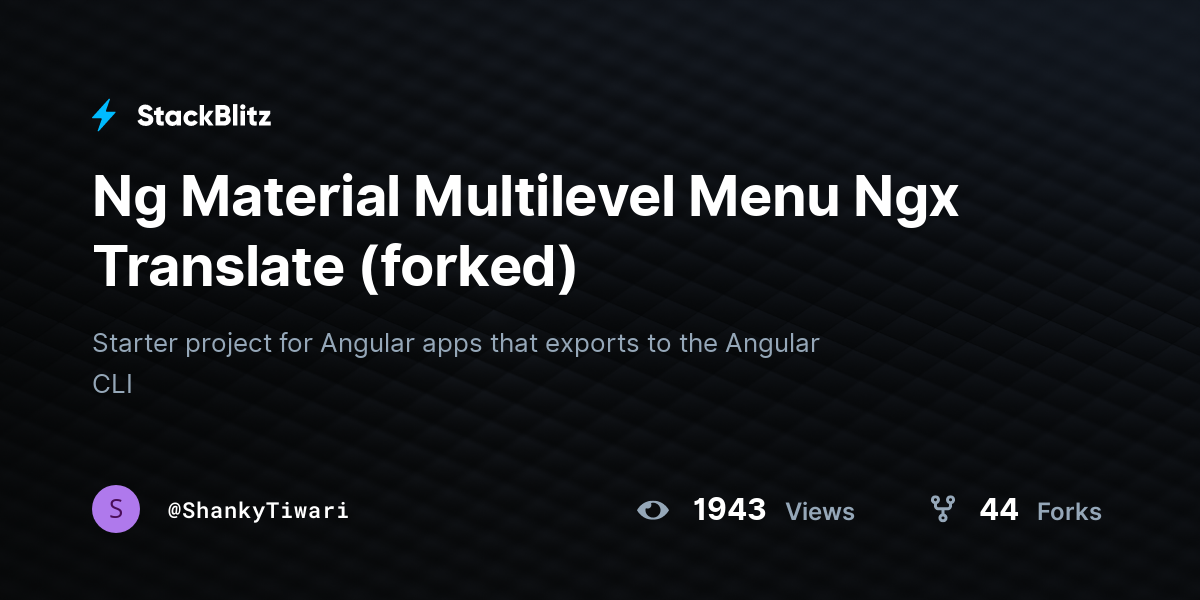 Ng Material Multilevel Menu Ngx Translate (forked) - StackBlitz