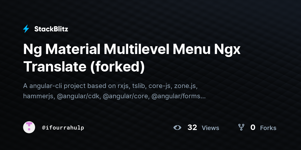 Ng Material Multilevel Menu Ngx Translate (forked) - StackBlitz