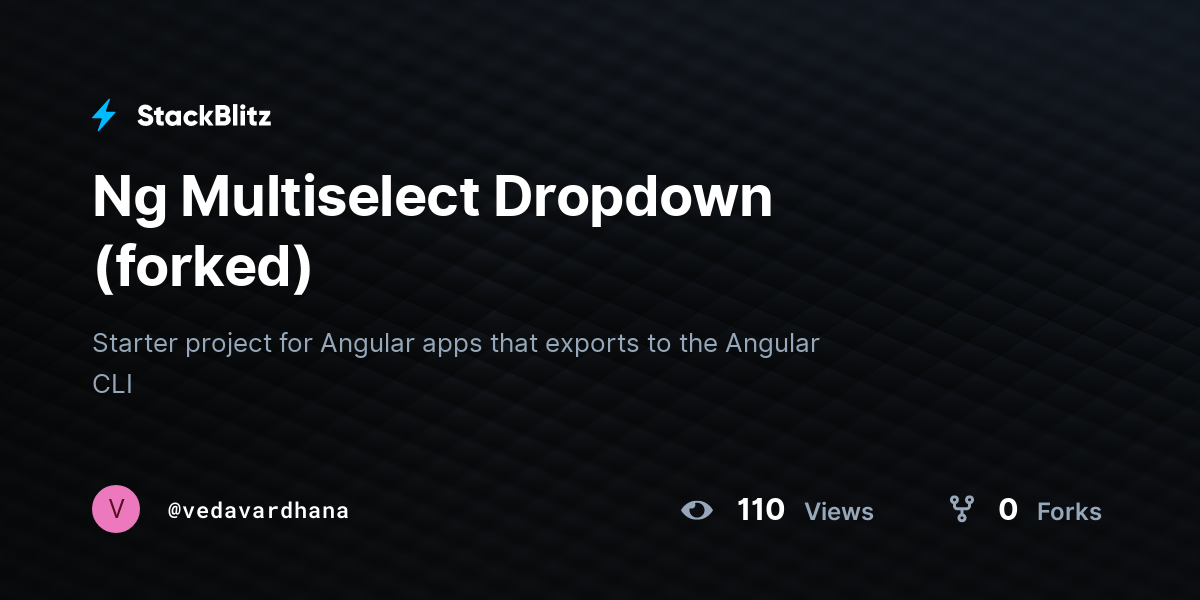 Ng Multiselect Dropdown Forked Stackblitz