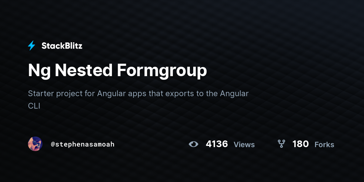Ng Nested Formgroup - StackBlitz