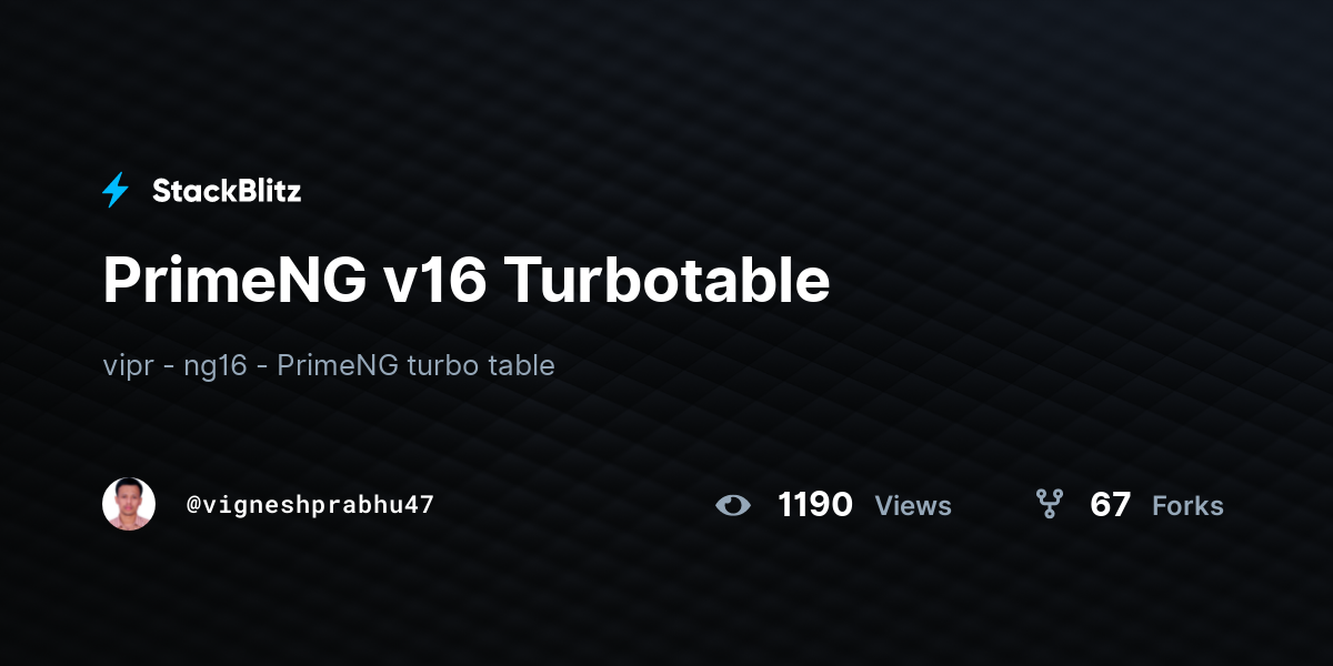 PrimeNG v16 Turbotable - StackBlitz