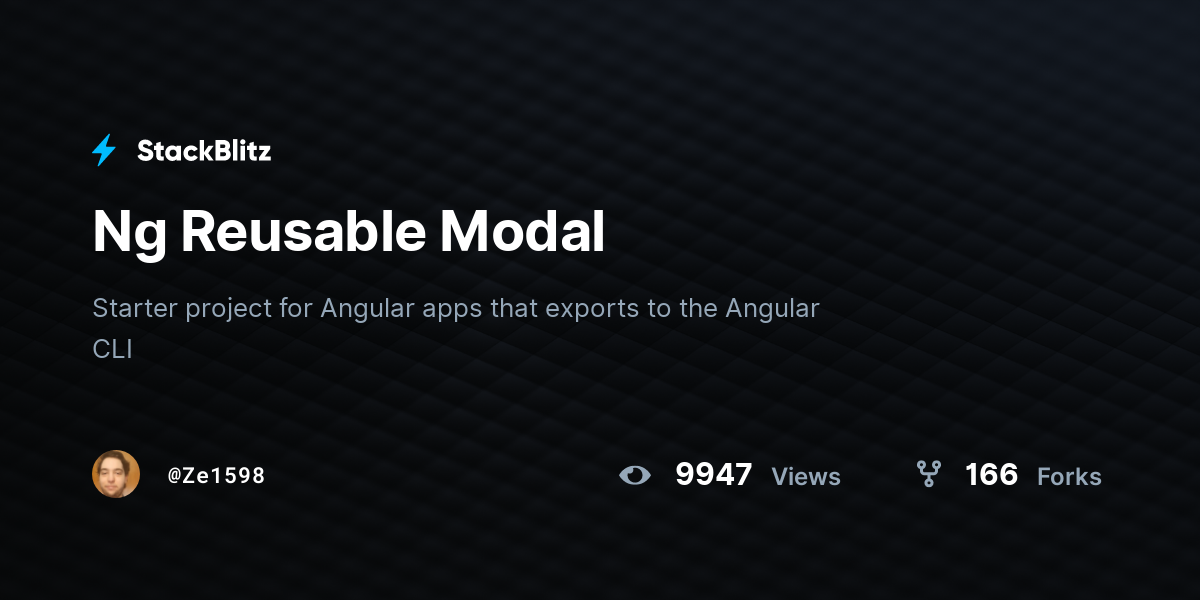 Ng Reusable Modal - StackBlitz