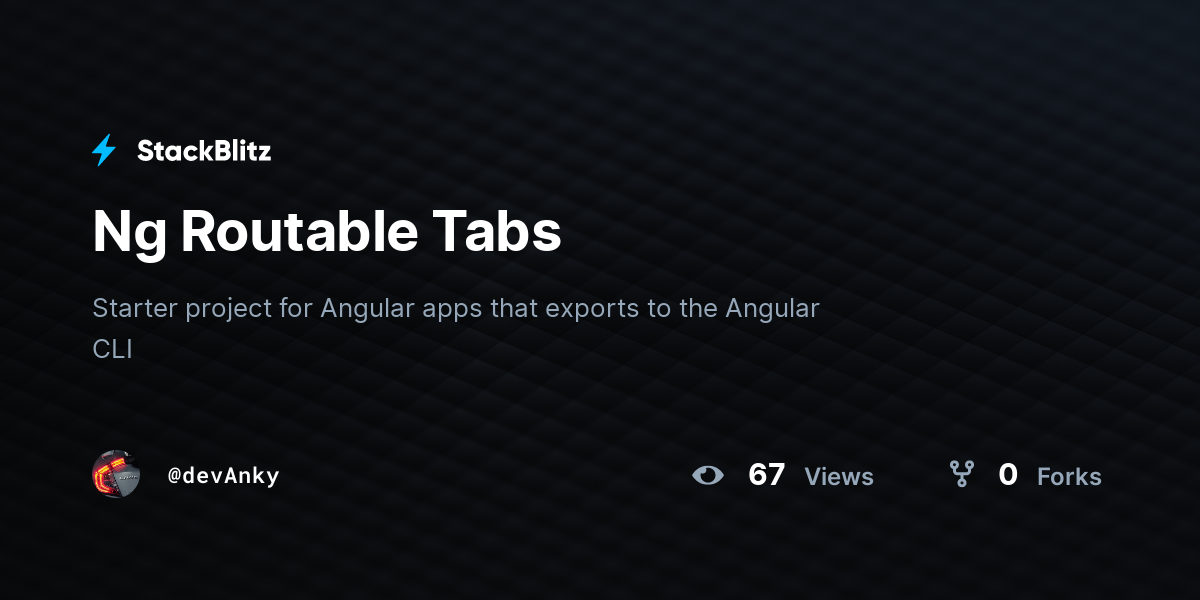 Ng Routable Tabs - StackBlitz
