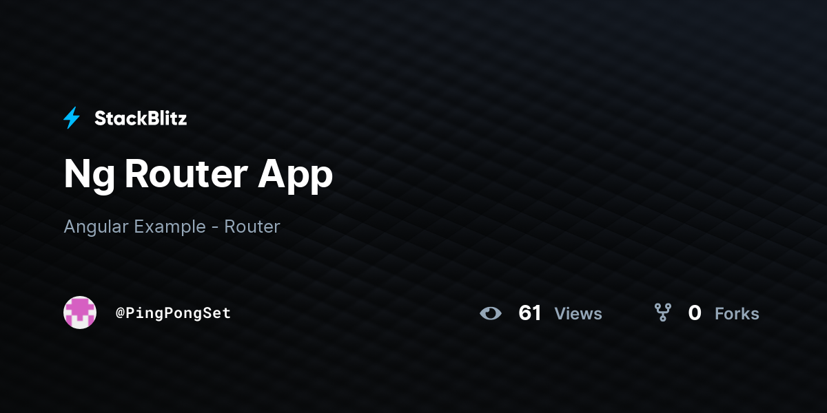 Ng Router App Stackblitz