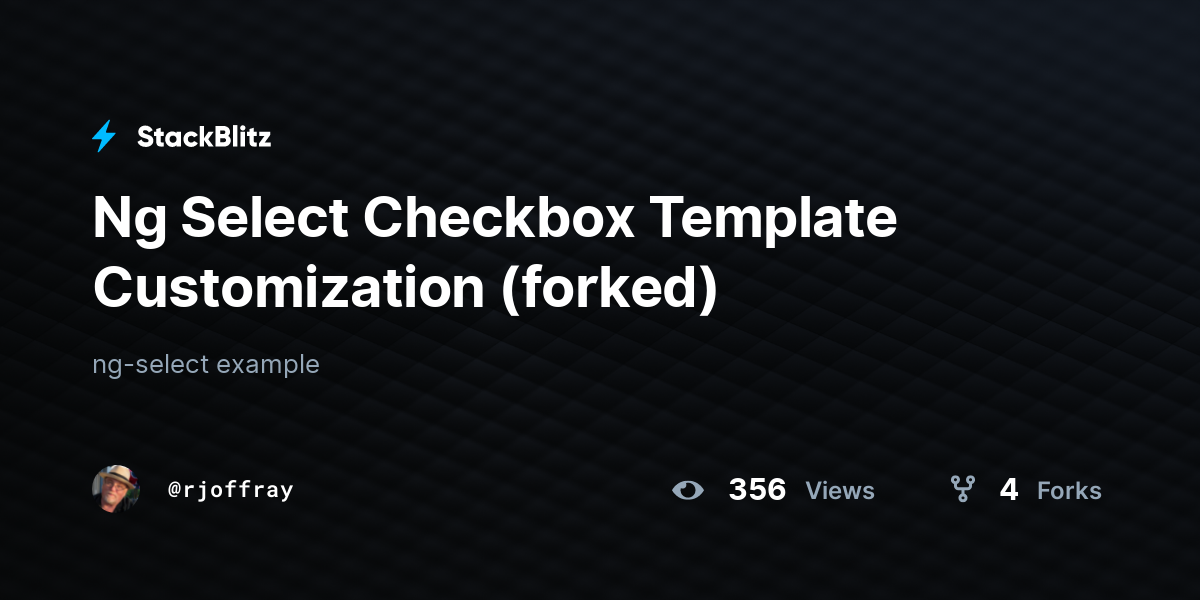 Ng Select Checkbox Template Customization (forked) - StackBlitz