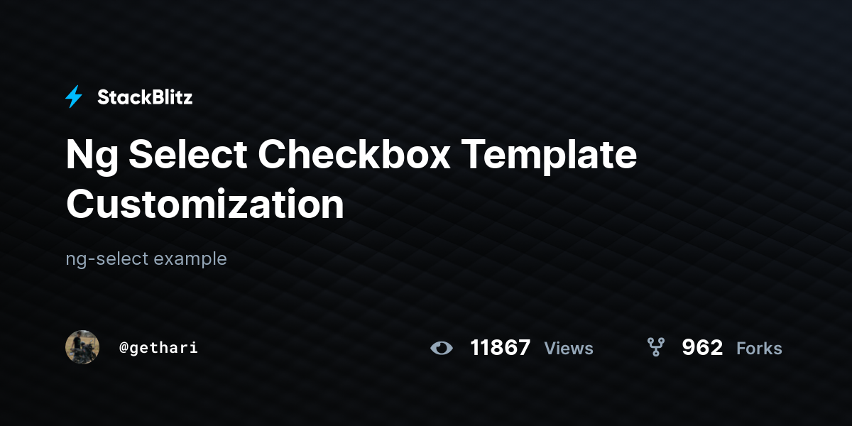 Ng Select Checkbox Template Customization - StackBlitz