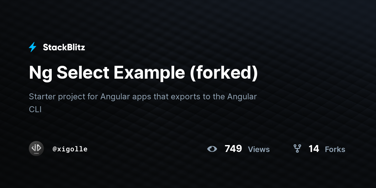 Ng Select Example (forked) - StackBlitz