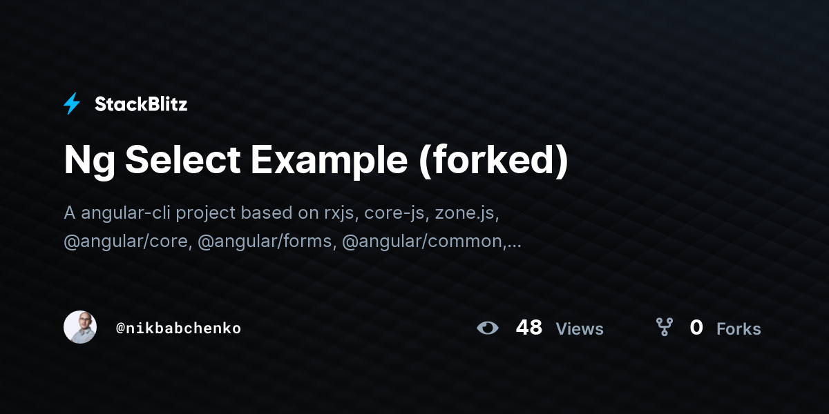 Ng Select Example (forked) - StackBlitz