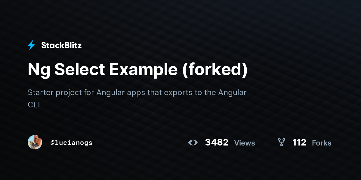 Ng Select Example (forked) - StackBlitz