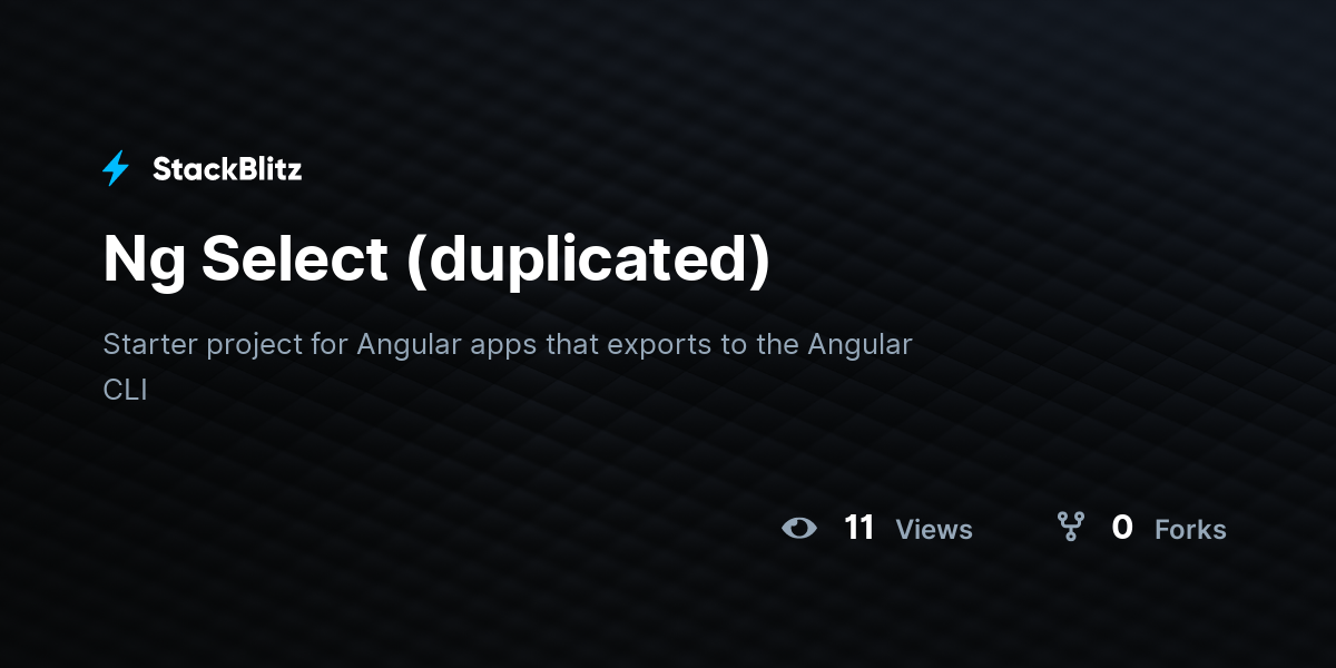 Ng Select (duplicated) - StackBlitz