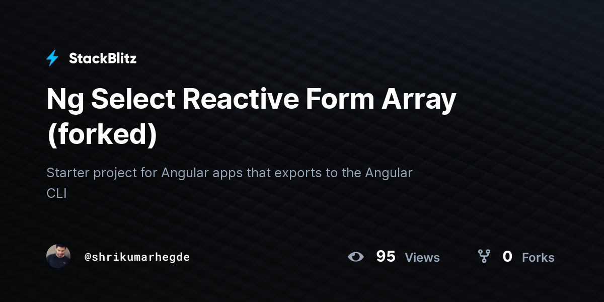 Ng Select Reactive Form Array (forked) - StackBlitz
