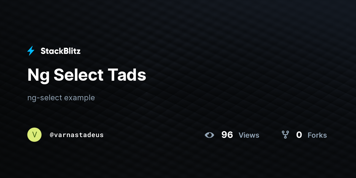 Ng Select Tads - StackBlitz